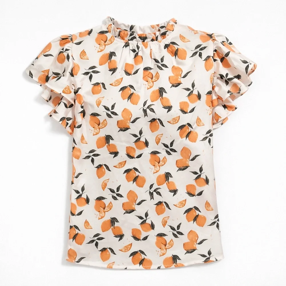 Shop The Mint | Tops | Shop The Mint Citrus Print Ruffle Blouse Fresh ...